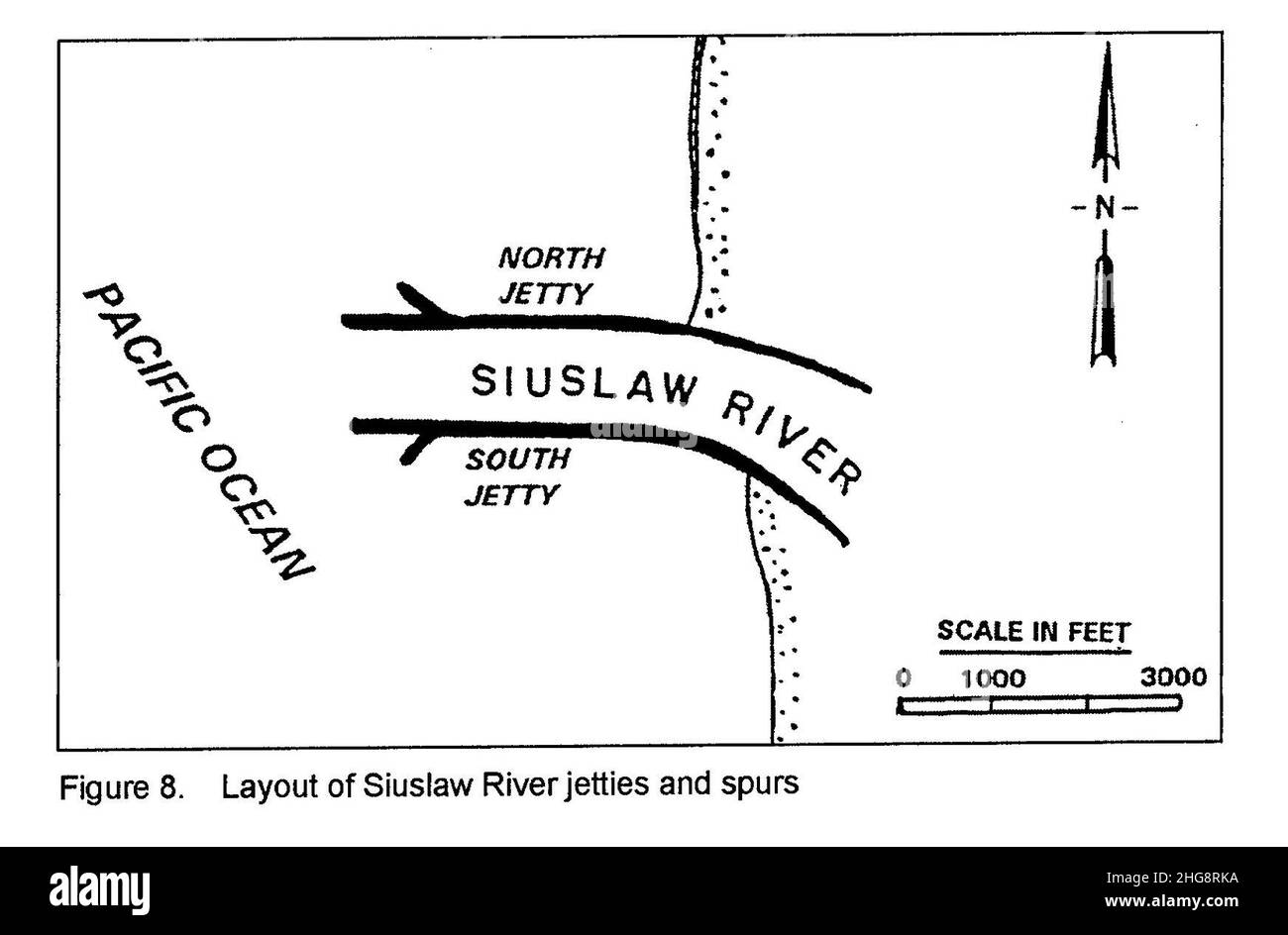 Siuslaw River jetty layout Stock Photo - Alamy