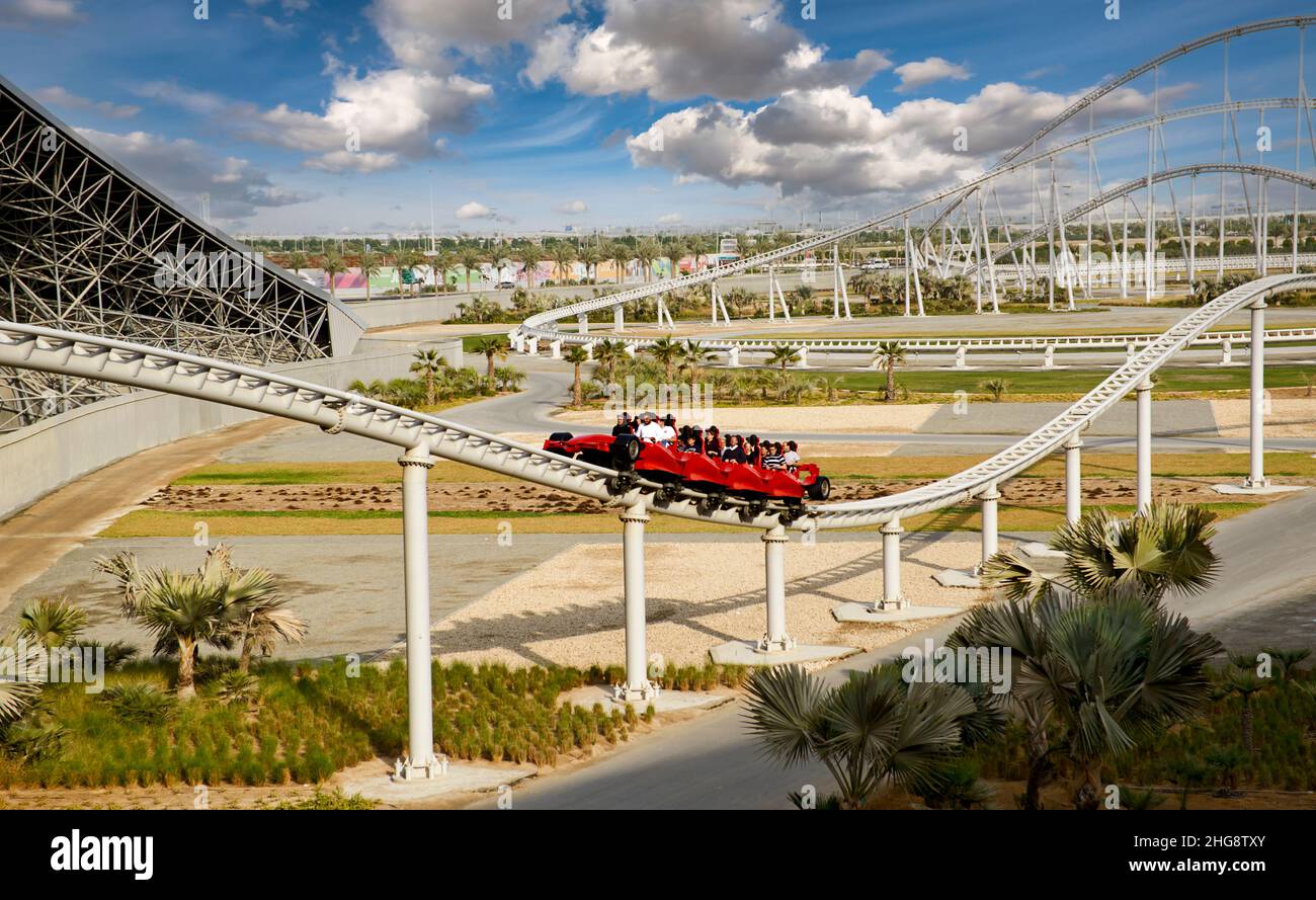 ABU DHABI. Ferrari World Amusement Park. The fastest rollercoaster ...