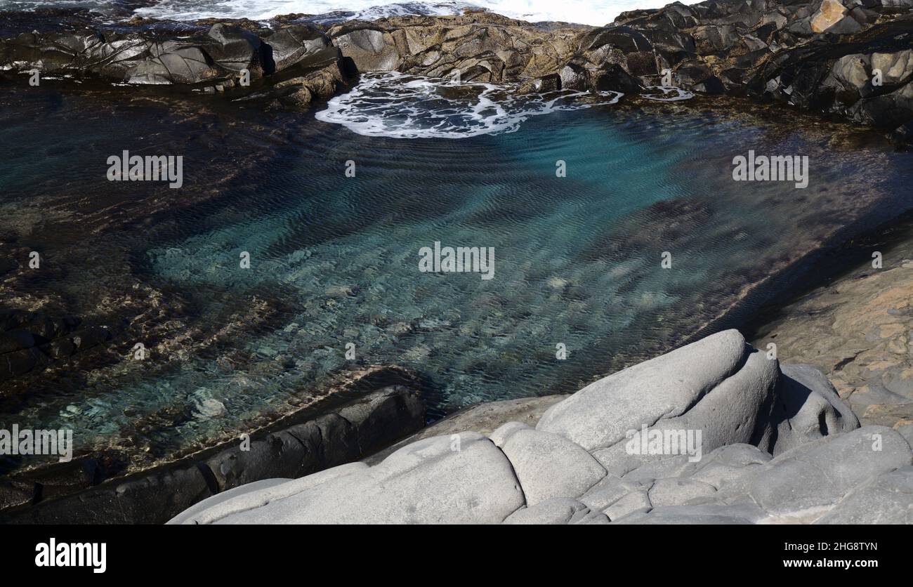 Gran Canaria, north coast, natural swimming pool Charco de Las Palomas ...