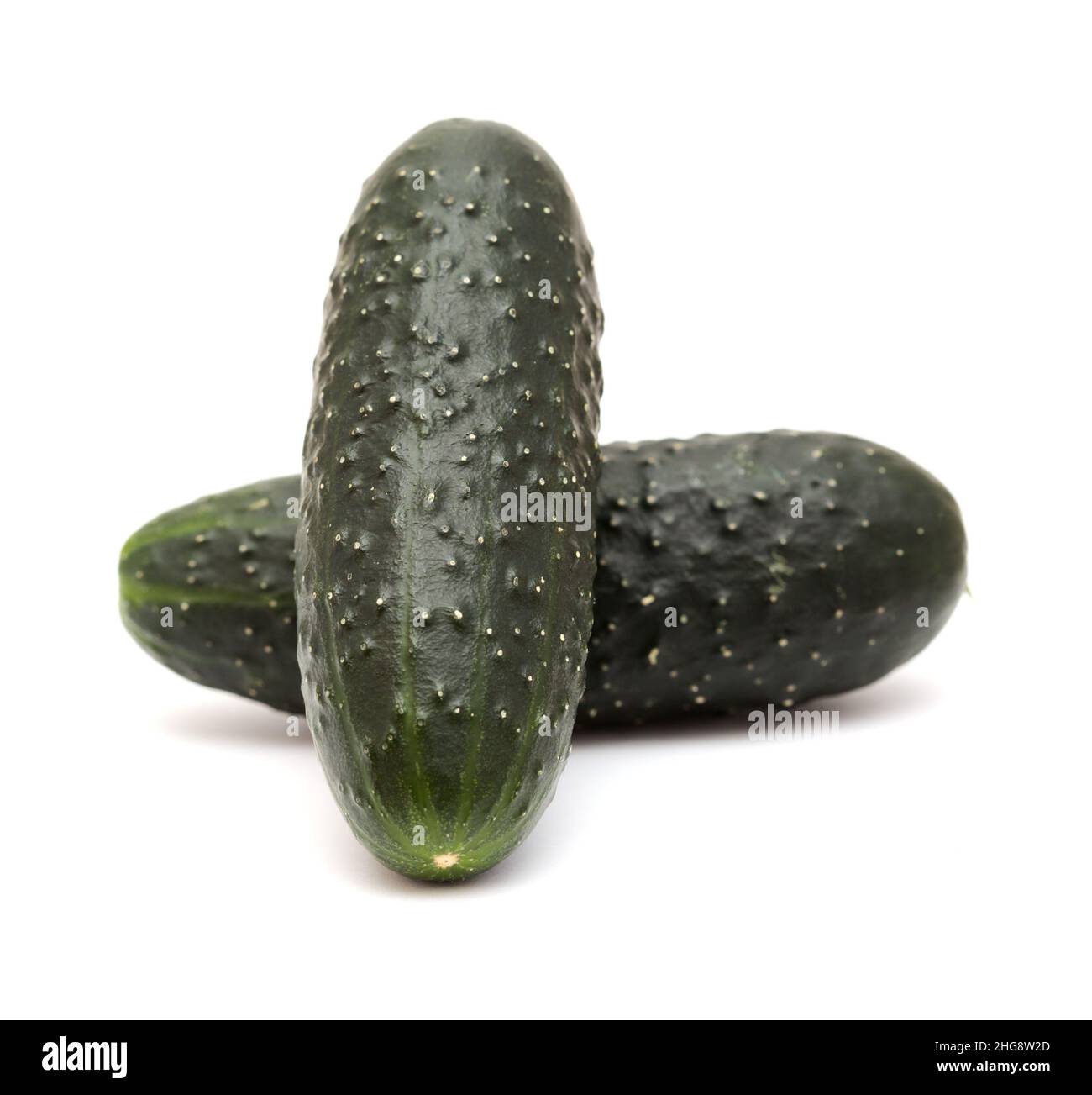 short dark green small cucumbers isolated on white background Stock ...