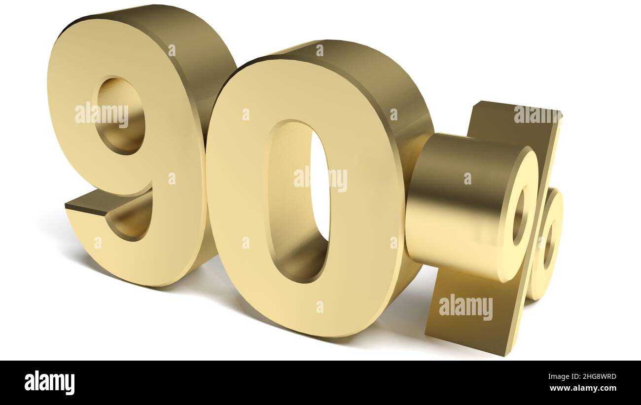 Brass 90 percent banner on white background - 3D rendering illustration ...