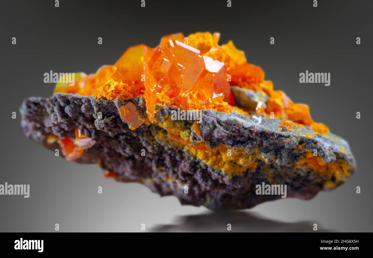 wulfenite mineral specimen stone rock geology gem crystal Stock Photo ...