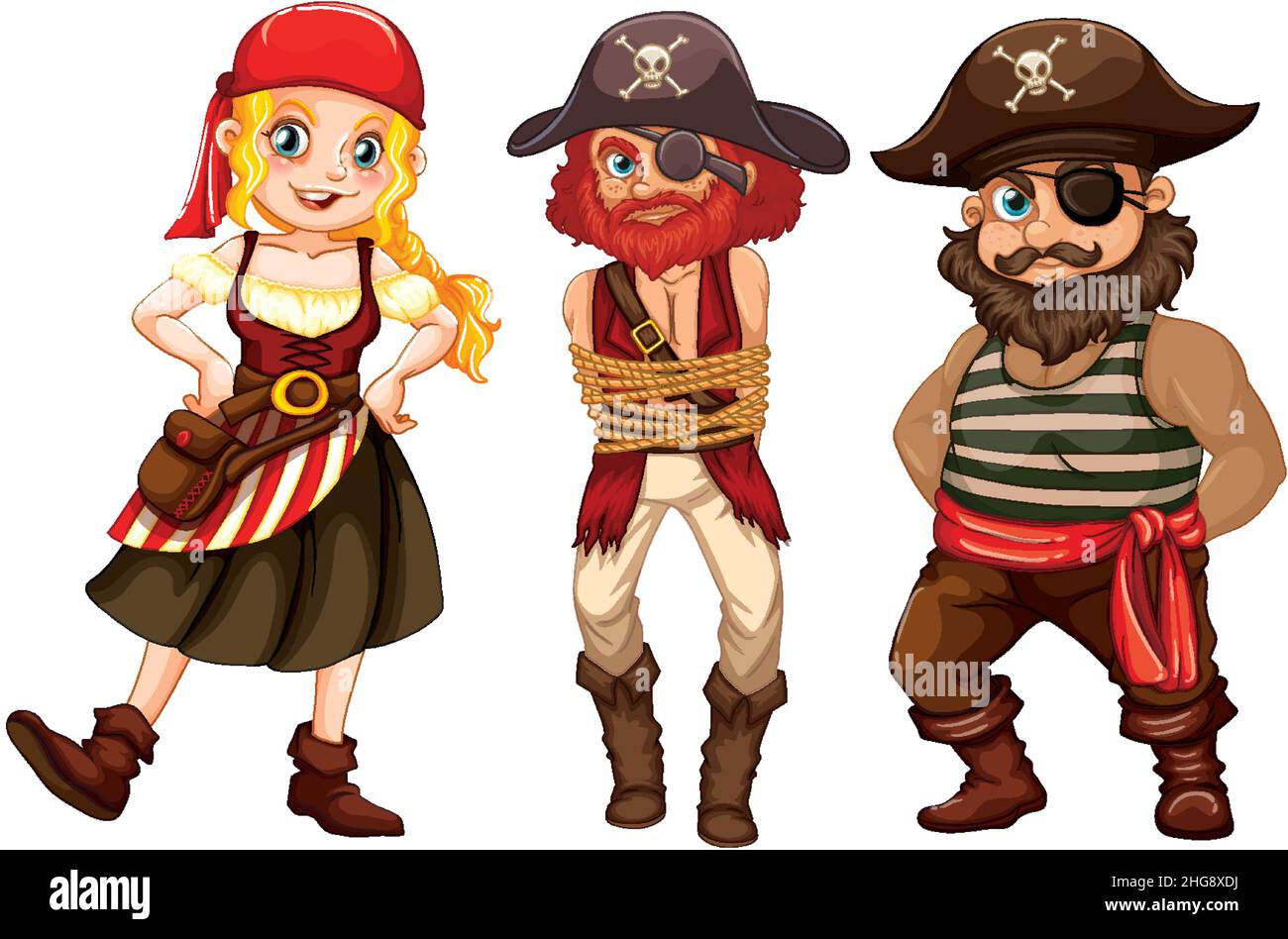 Set of pirate cartoon characters illustration Stock Vector Image & Art ...