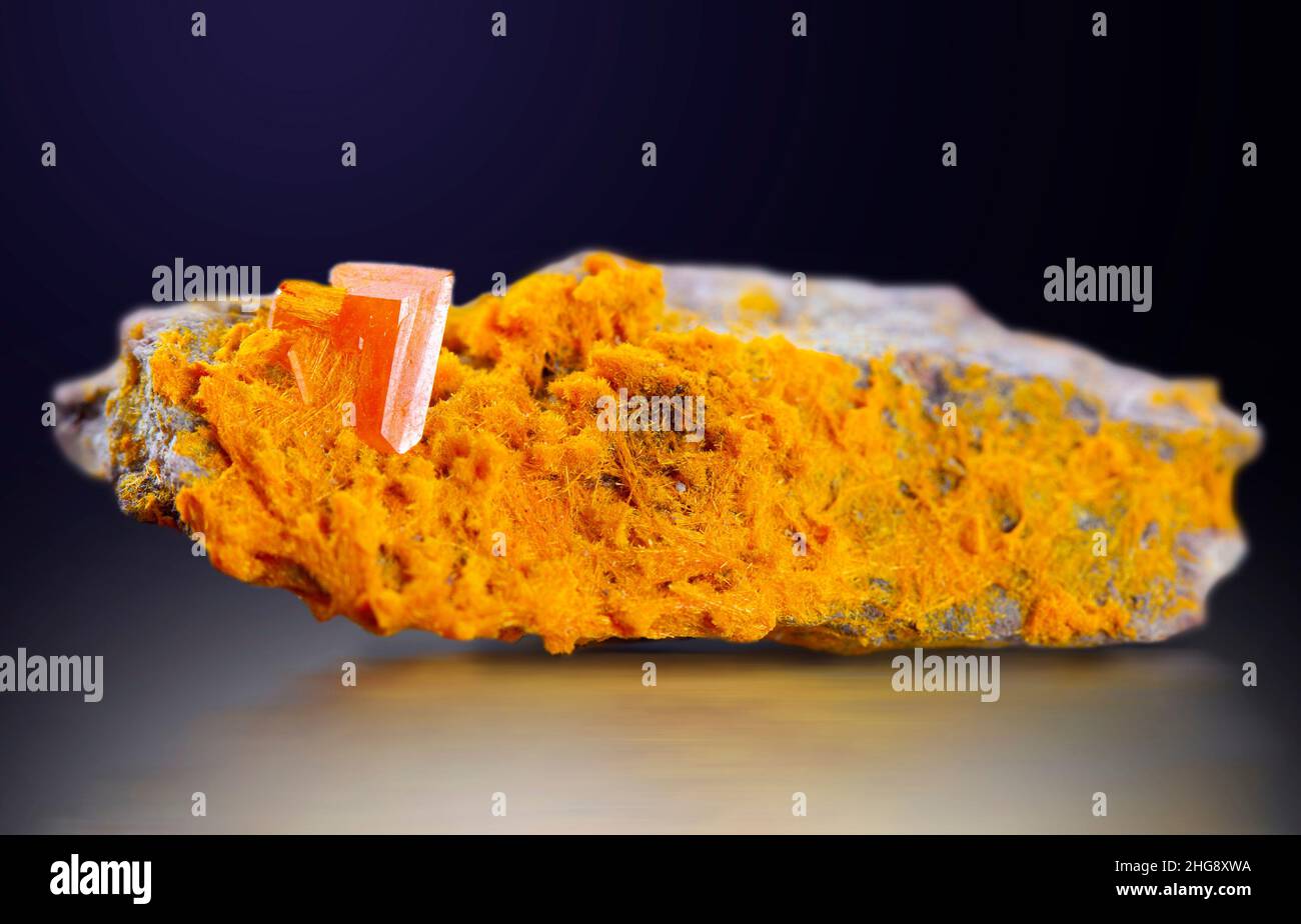 wulfenite mineral specimen stone rock geology gem crystal Stock Photo ...