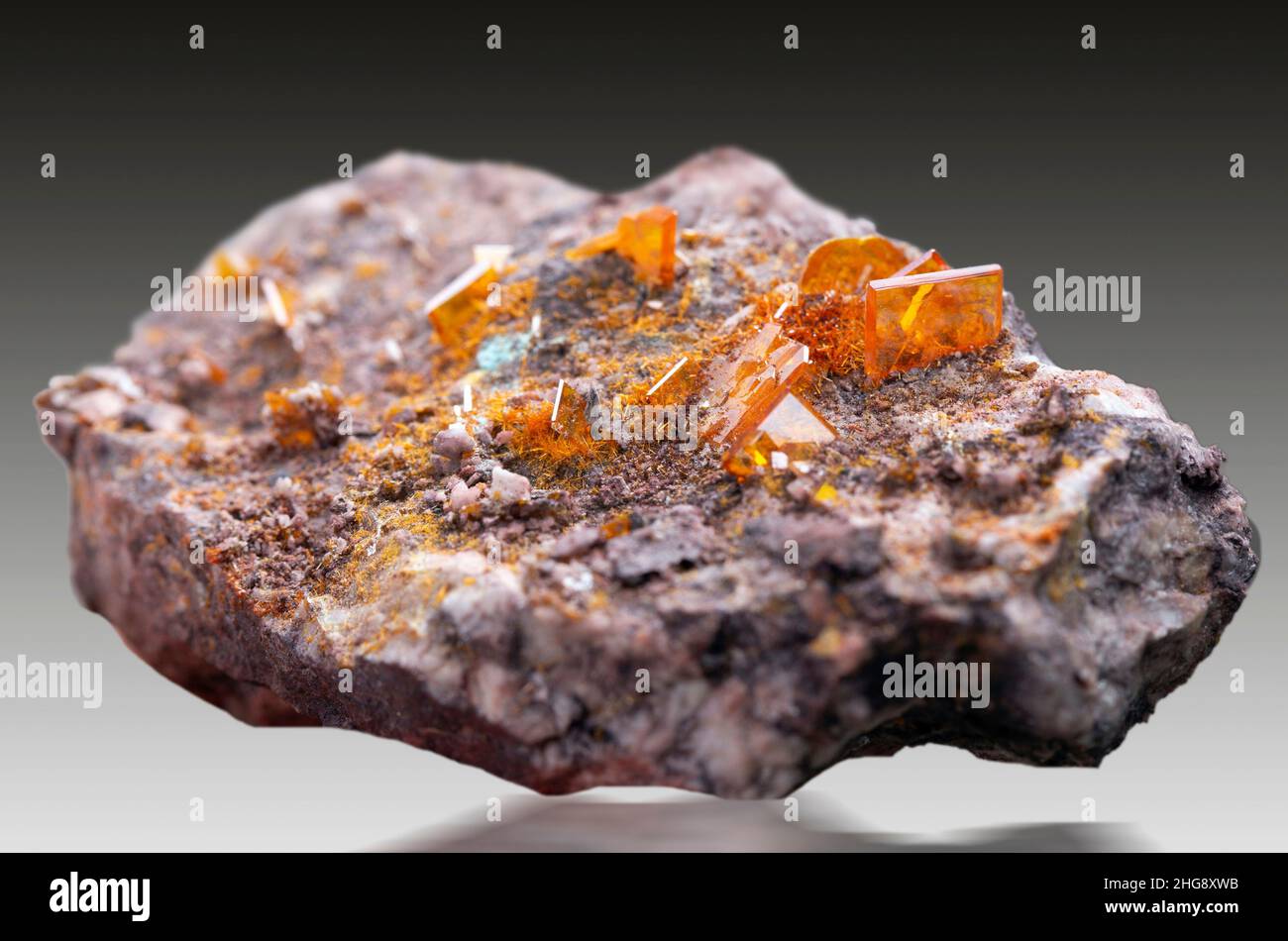 wulfenite mineral specimen stone rock geology gem crystal Stock Photo ...