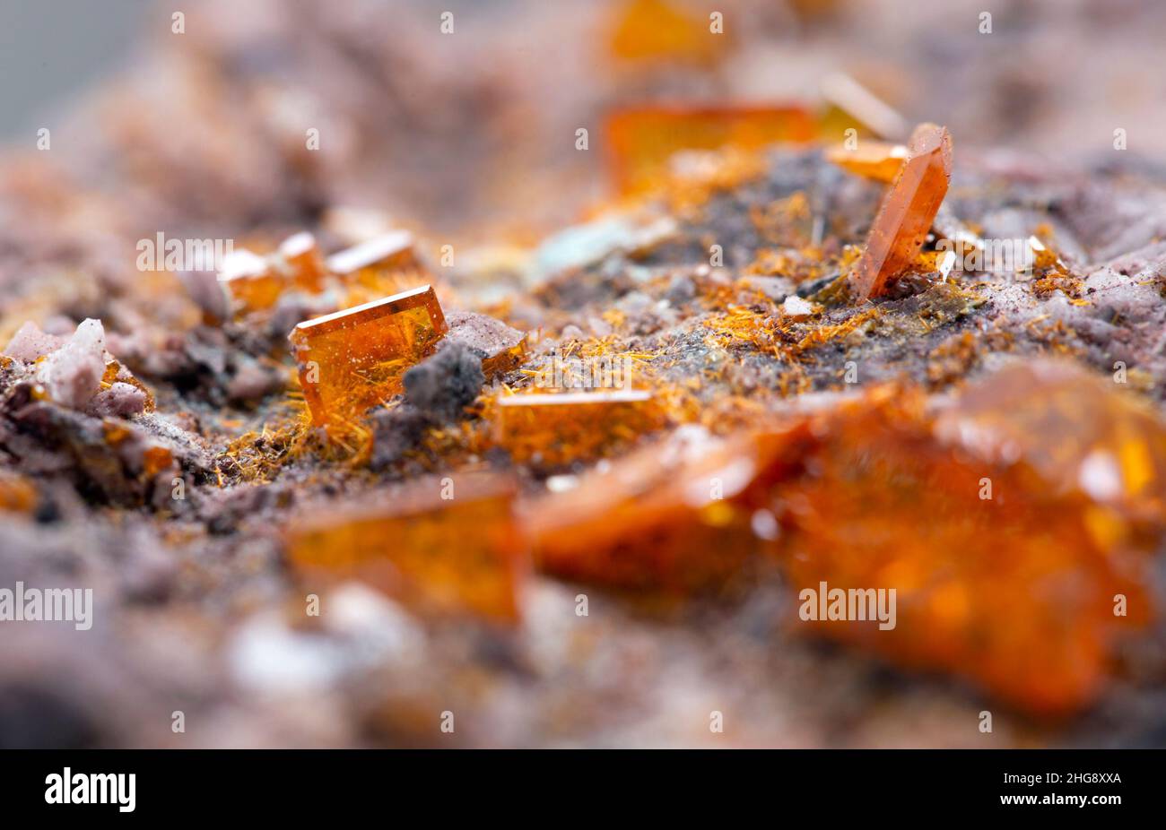 wulfenite mineral specimen stone rock geology gem crystal Stock Photo ...