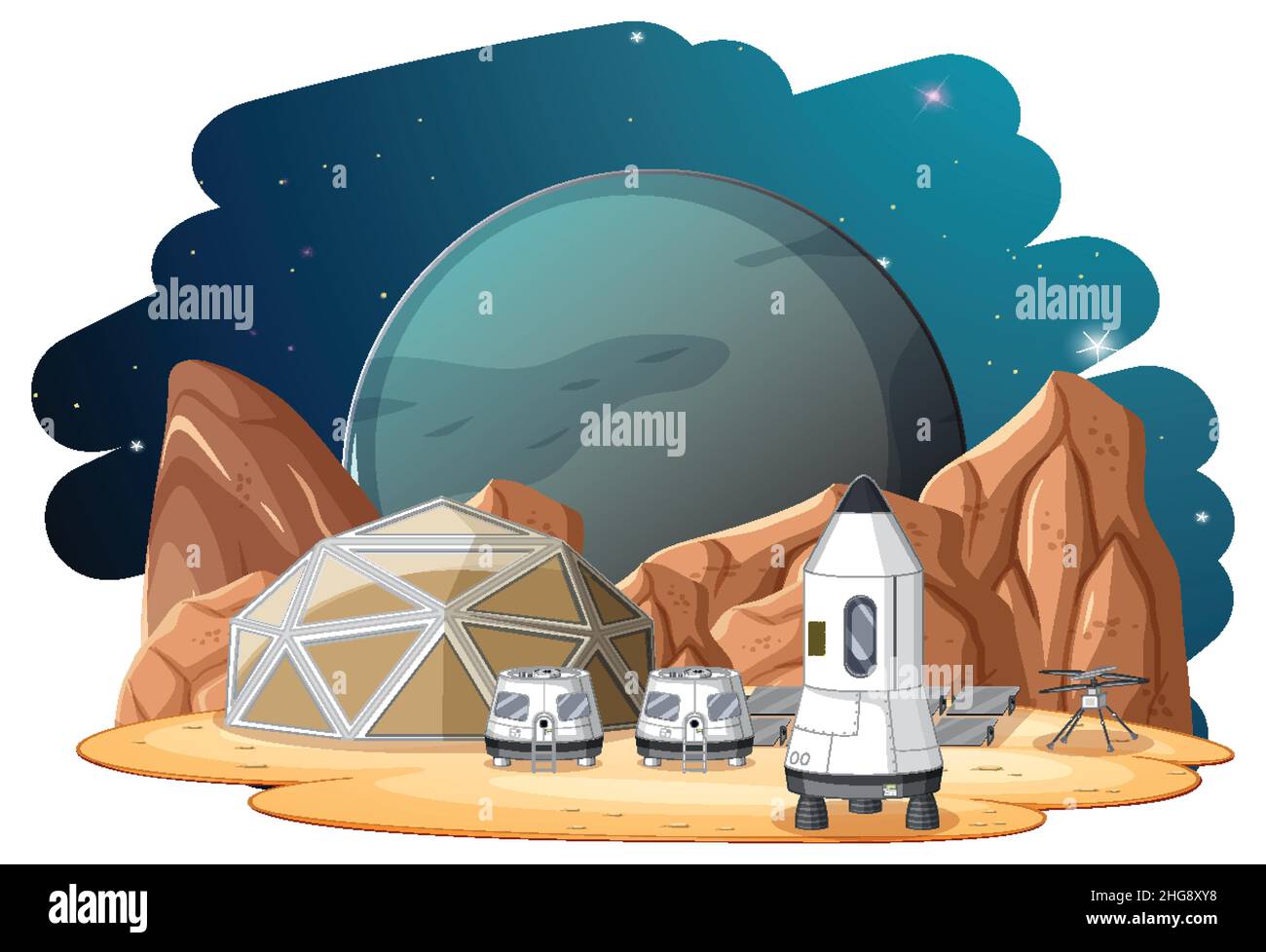 Isolated space colony scene illustration Stock Vector Image & Art - Alamy