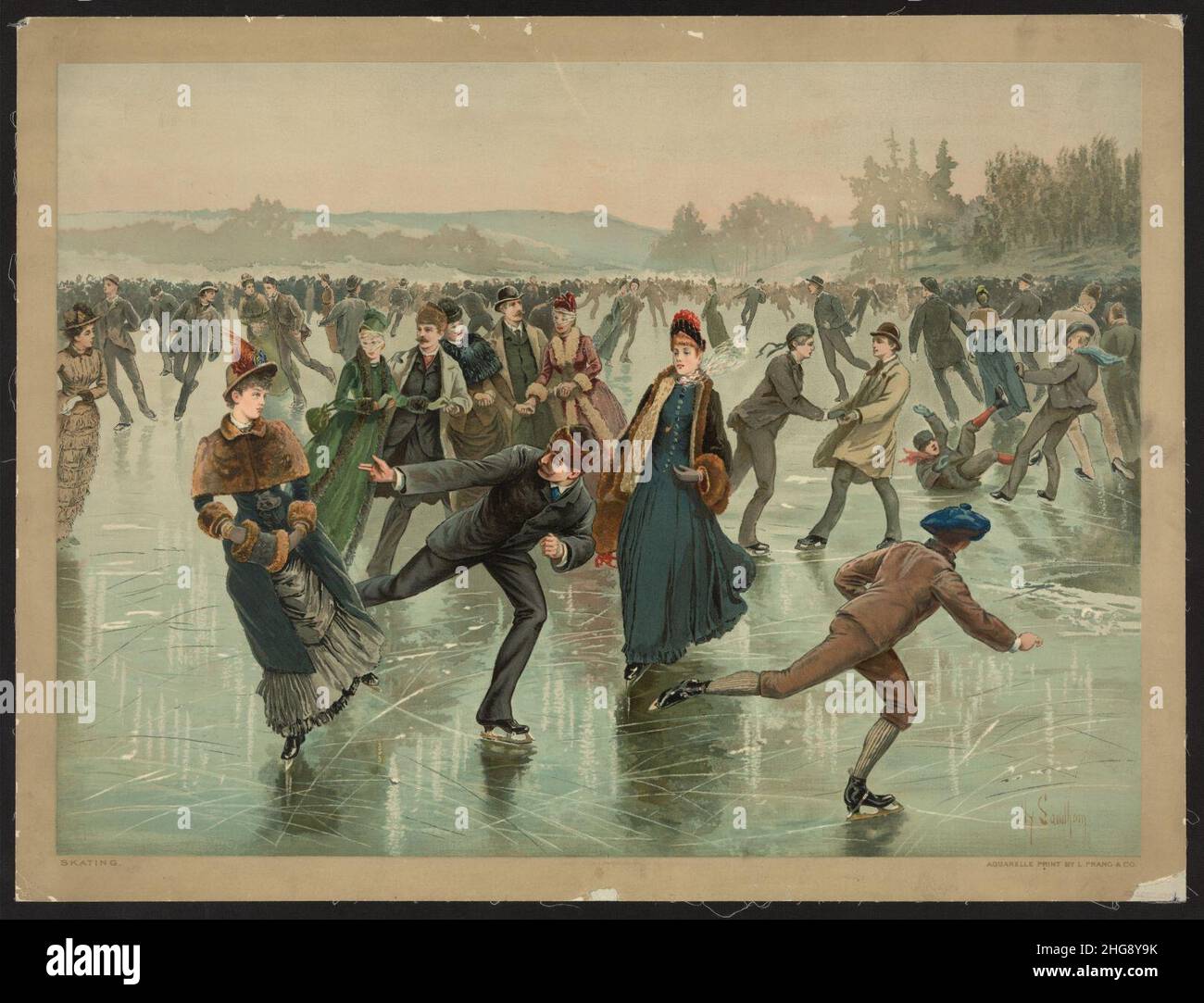 Skating - Hy Sandham ; aquarelle print by L. Prang & Co Stock Photo - Alamy