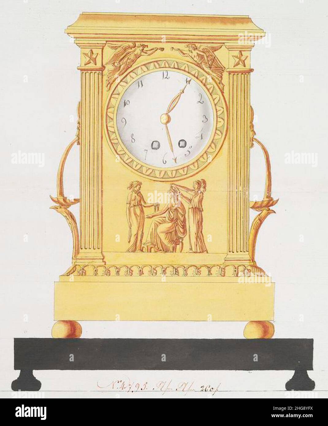Skecth of a French Empire clock Stock Photo - Alamy