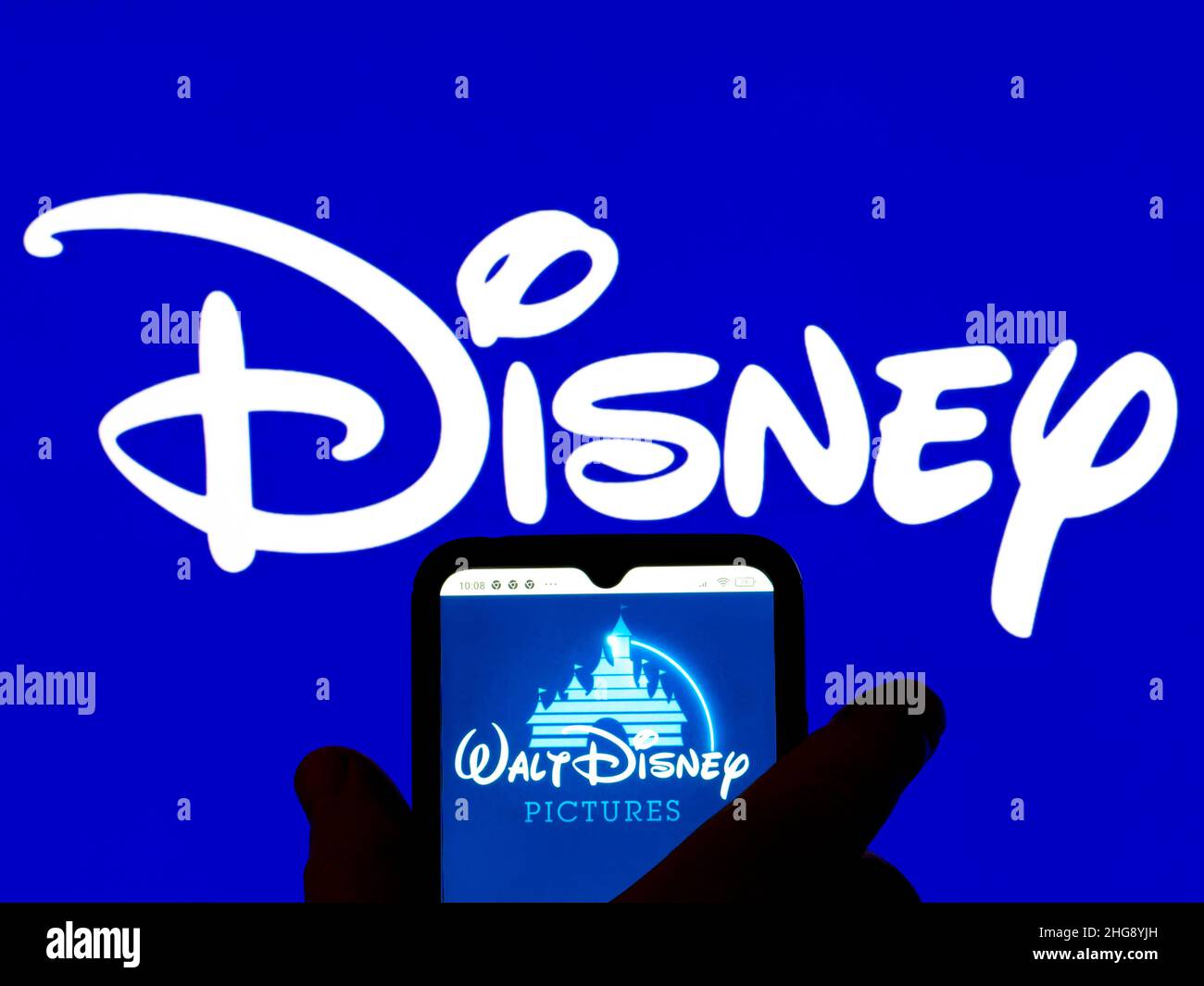 In this photo illustration, the Walt Disney Pictures logo is seen ...