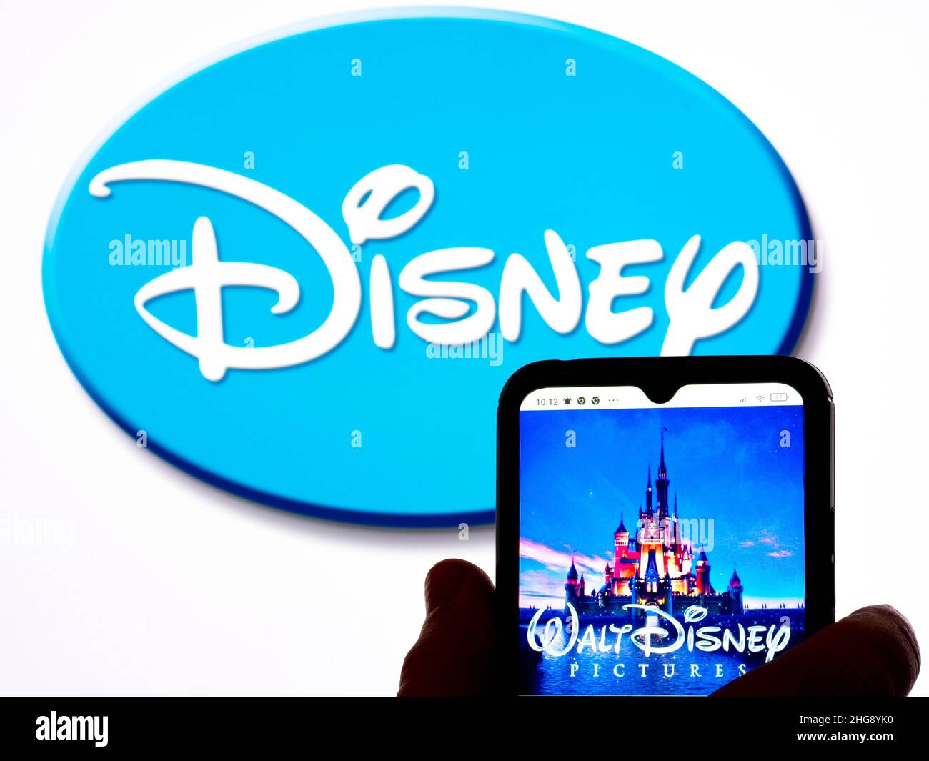 In this photo illustration, the Walt Disney Pictures logo is seen ...