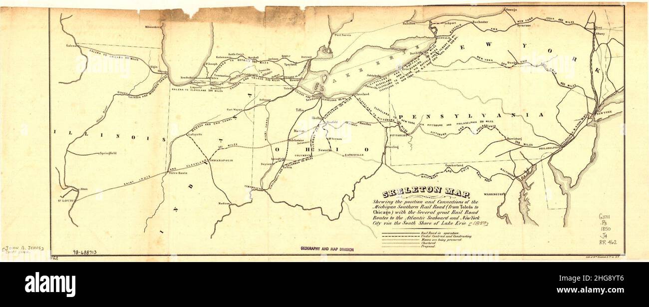 Skeleton map, showing the position and connections of the Michigan ...