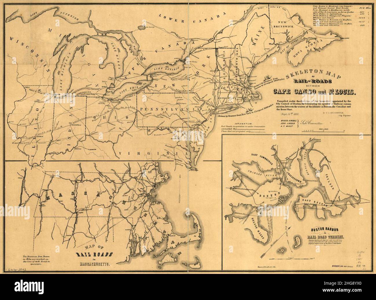 Skeleton map of rail-roads between Cape Canso and St. Louis Stock Photo ...