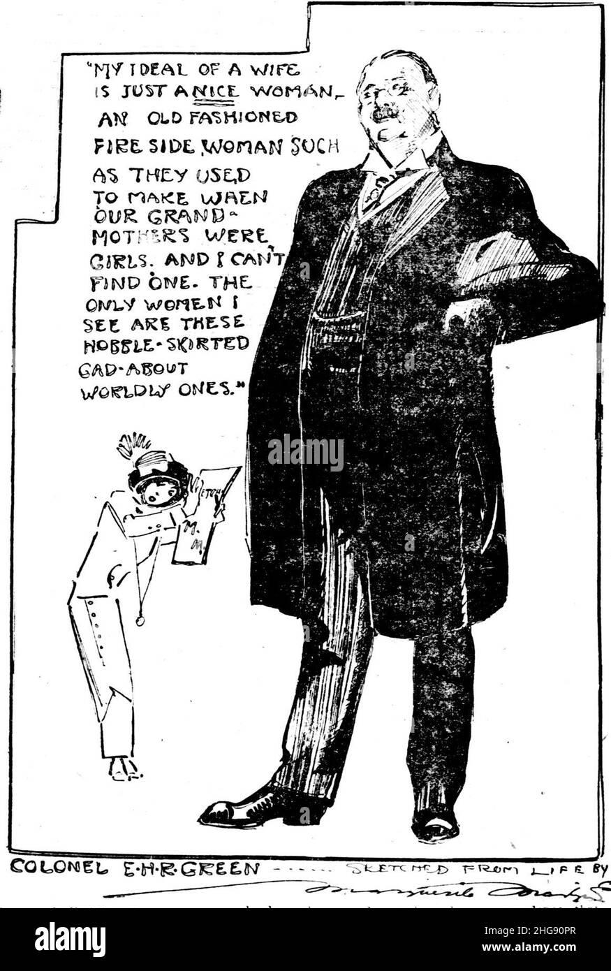 Sketch by Marguerite Martyn of Edward H.G. Green and herself, 1911 ...