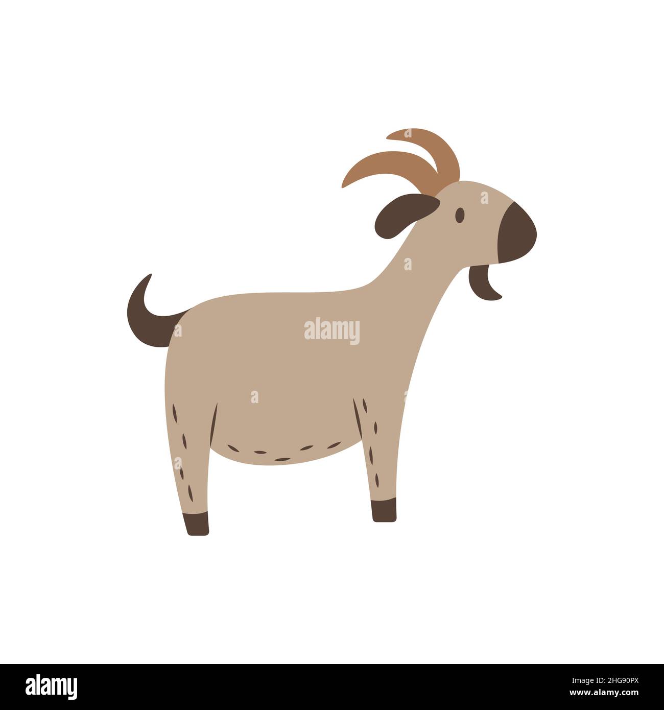 Cute cartoon goat in doodle style. Farm or ranch dairy animal. Simple ...