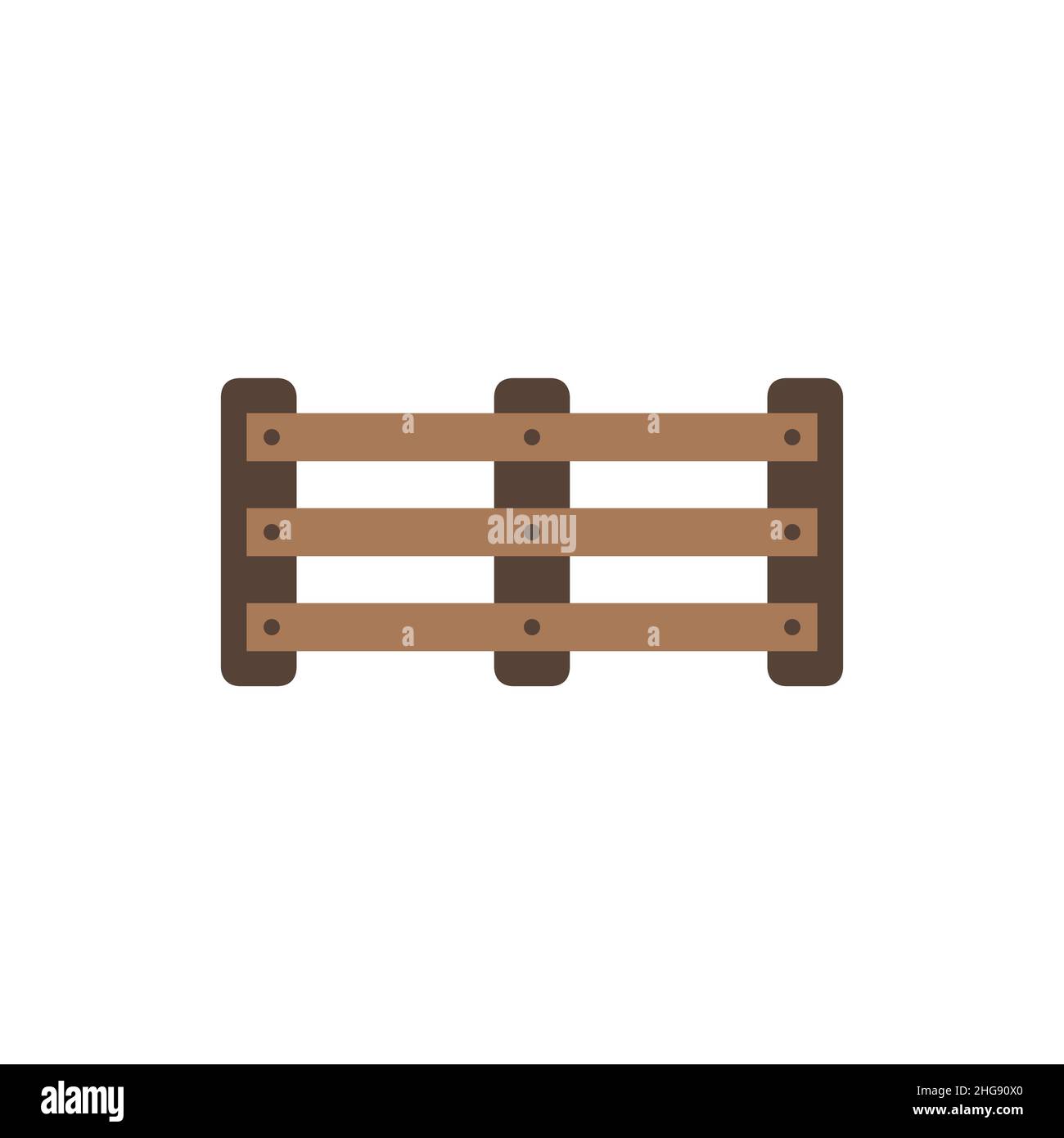 Wooden fence for the farm. Simple flat element for design. Low fence ...