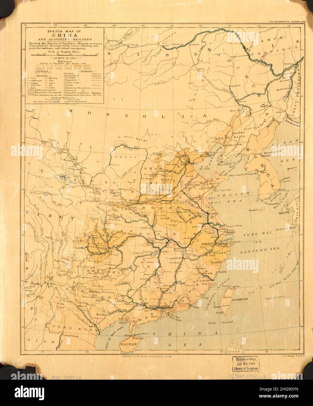 Sketch map of China and adjoining regions - showing the density of ...
