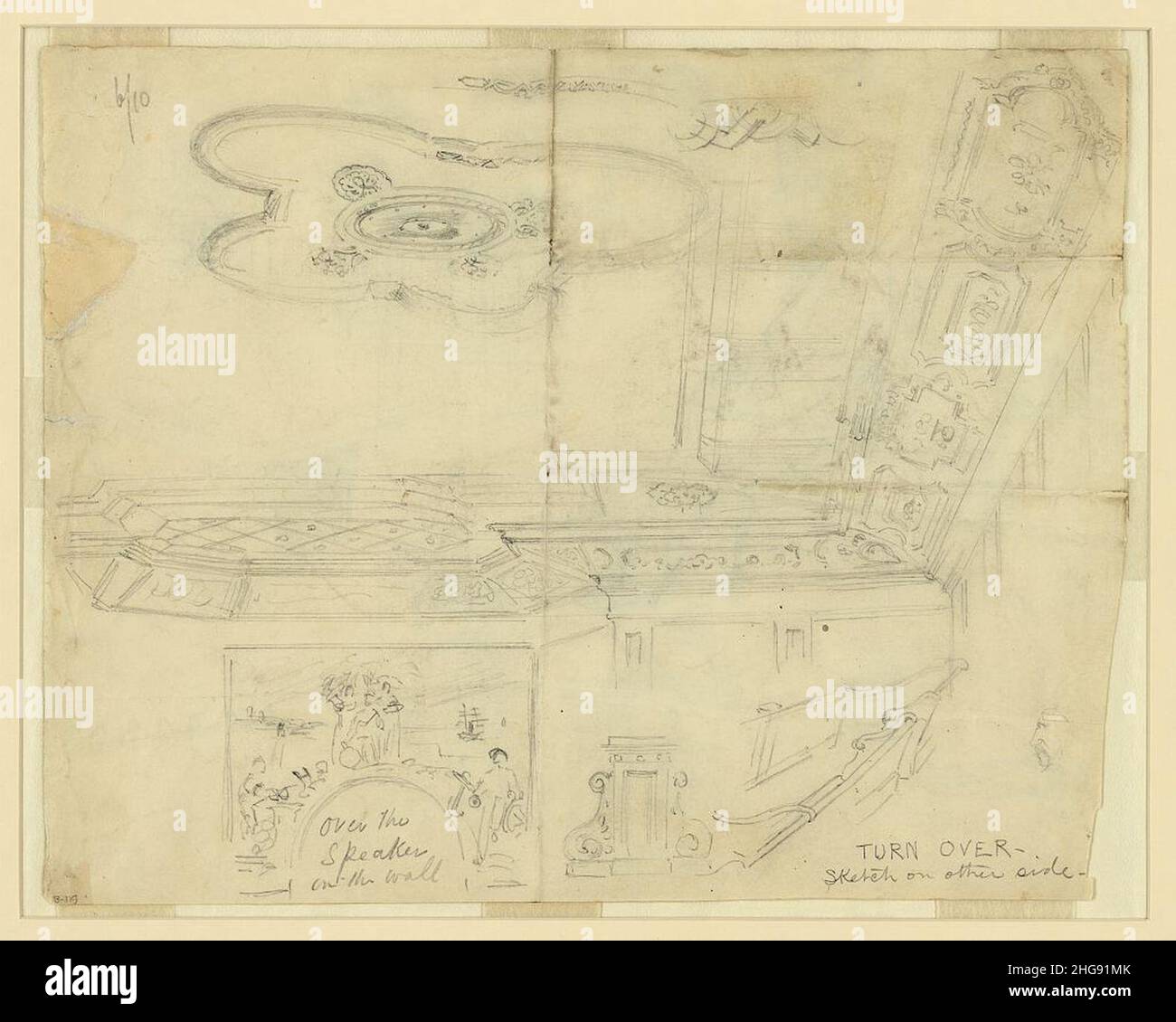 Sketch of plaster work in ceiling and interior wall Stock Photo - Alamy