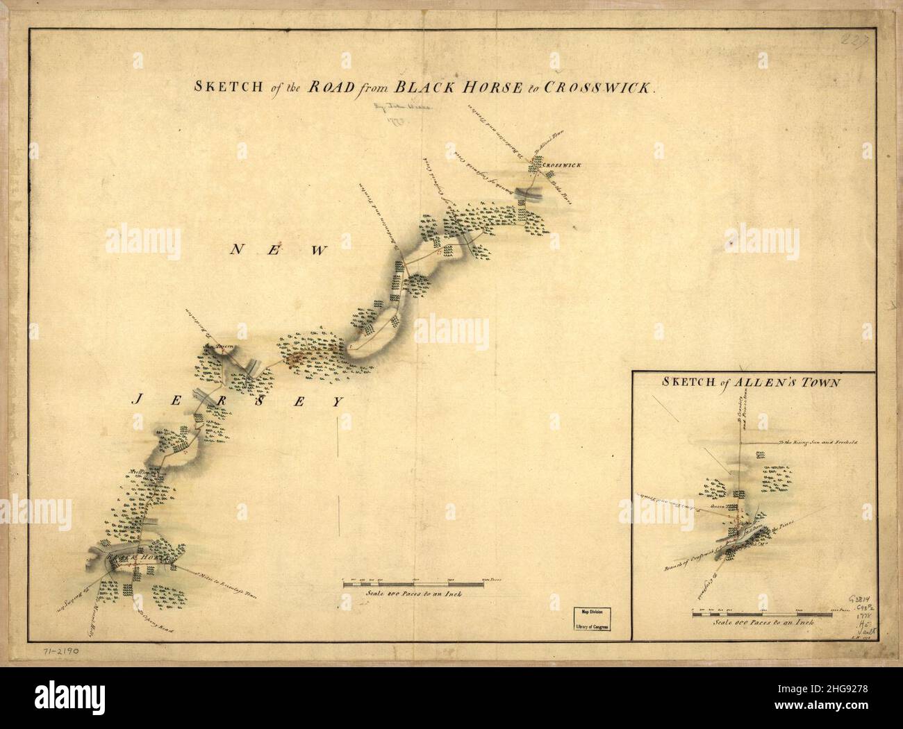 Sketch of the road from Black Horse to Crosswick. Sketch of Allen's ...