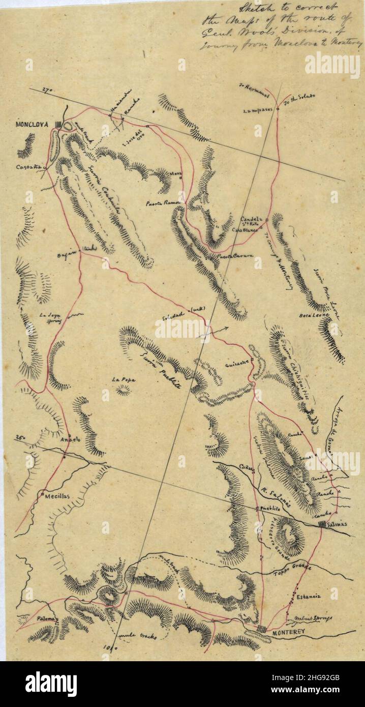 Sketch to correct the maps of the route of Genl. Wool's Division of ...