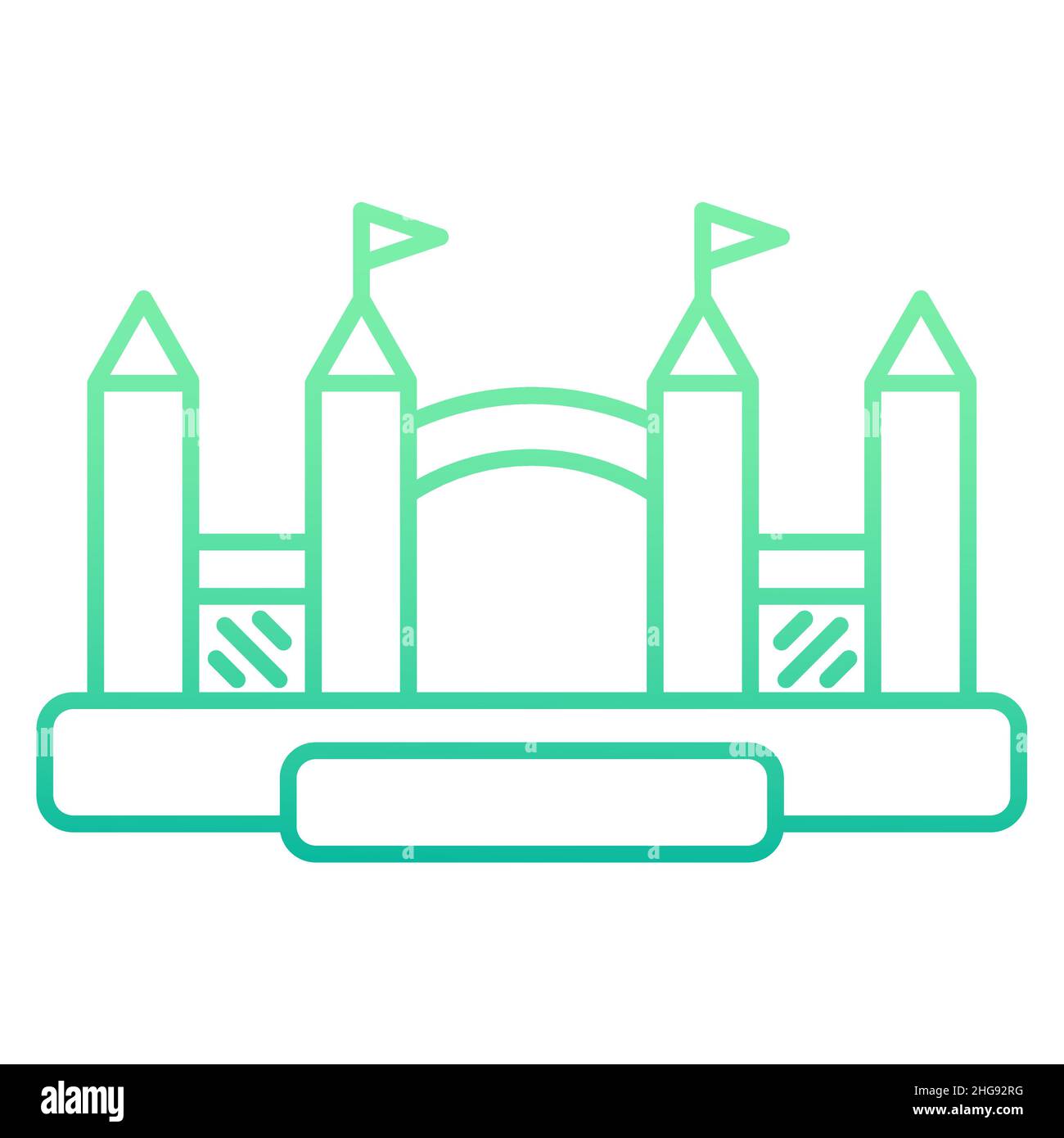 Bouncy castle gradient outline icon. Jumping inflatable house on kids playground. Vector logo ...