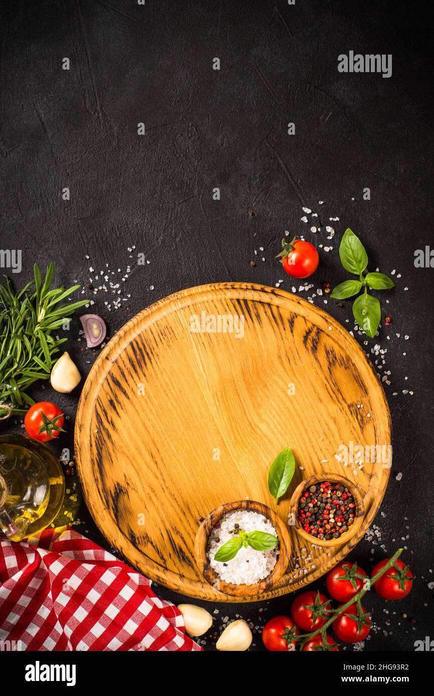 Food cooking background top view Stock Photo - Alamy