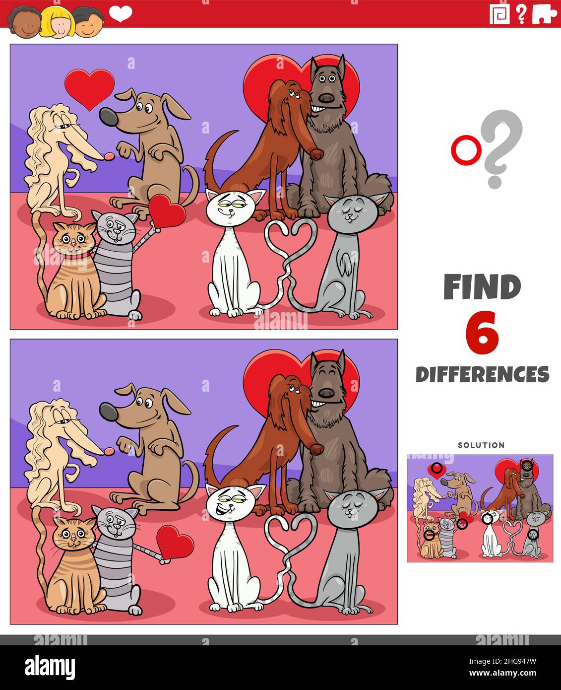 Cartoon illustration of finding differences between pictures ...