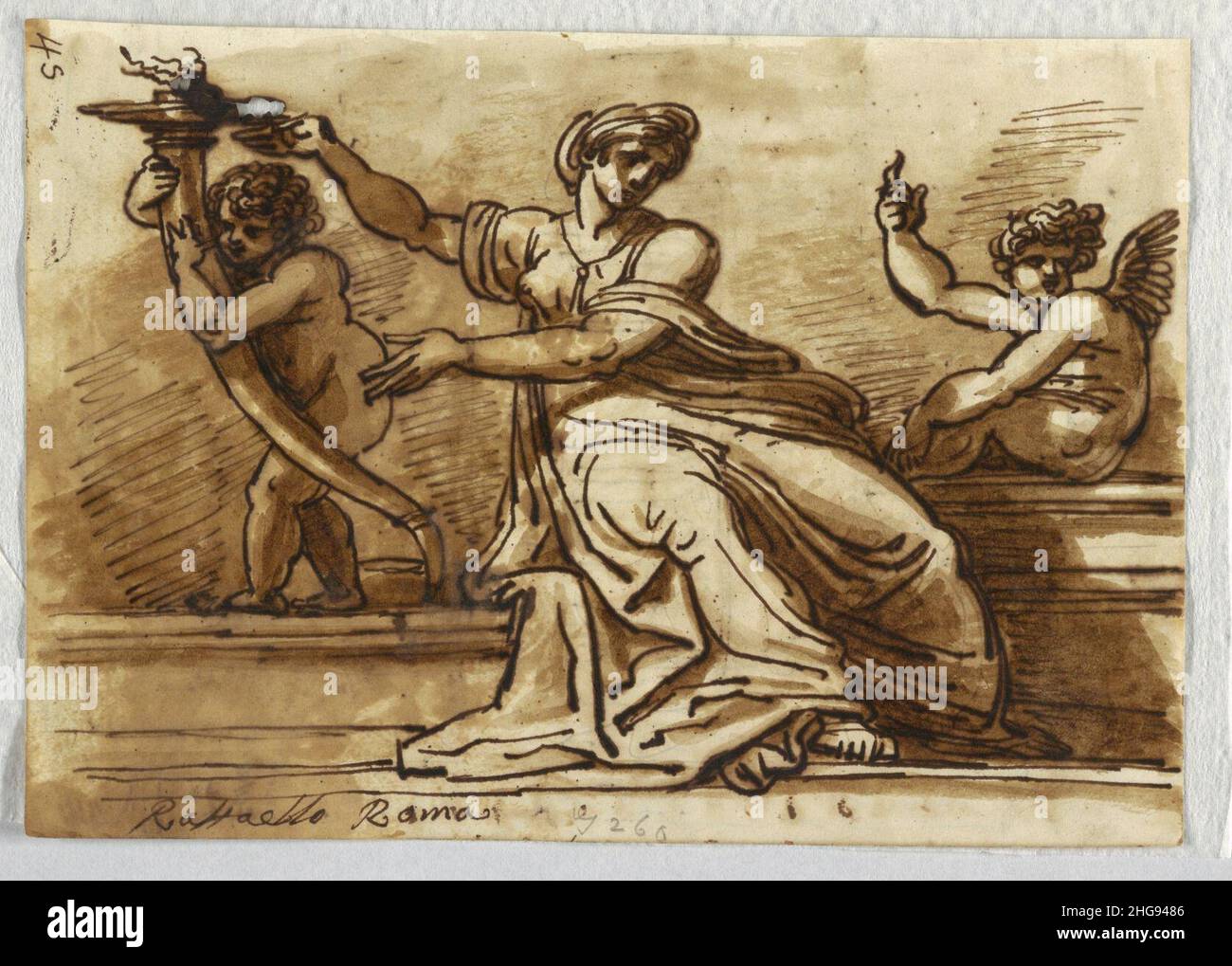 Sketchbook Folio, Temperance and Two Winged Angles, 1810–20 Stock Photo ...