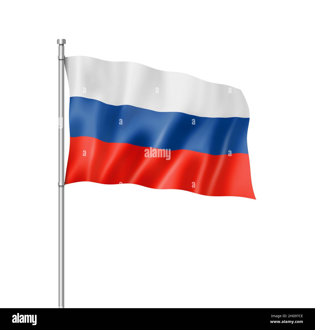 Russia flag on flagpole waving hi-res stock photography and images - Alamy