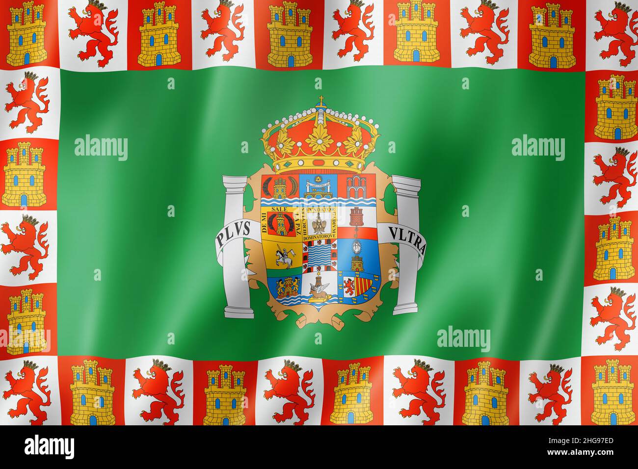 Cadiz province flag, Spain waving banner collection. 3D illustration ...