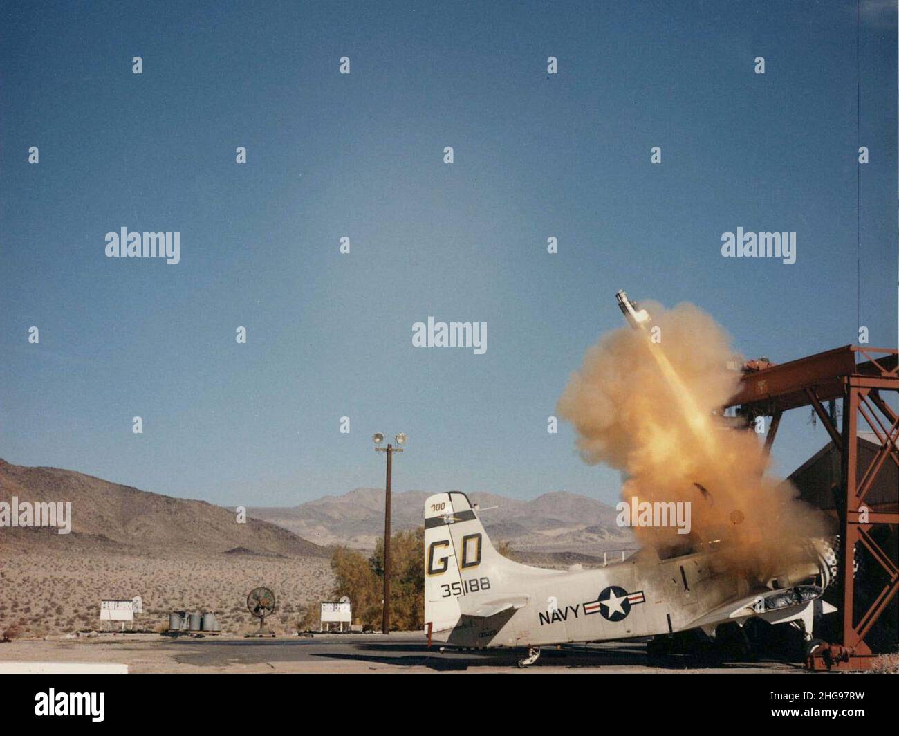 Sktyop aircraft egress sytem test at China Lake in 1970 Stock Photo - Alamy