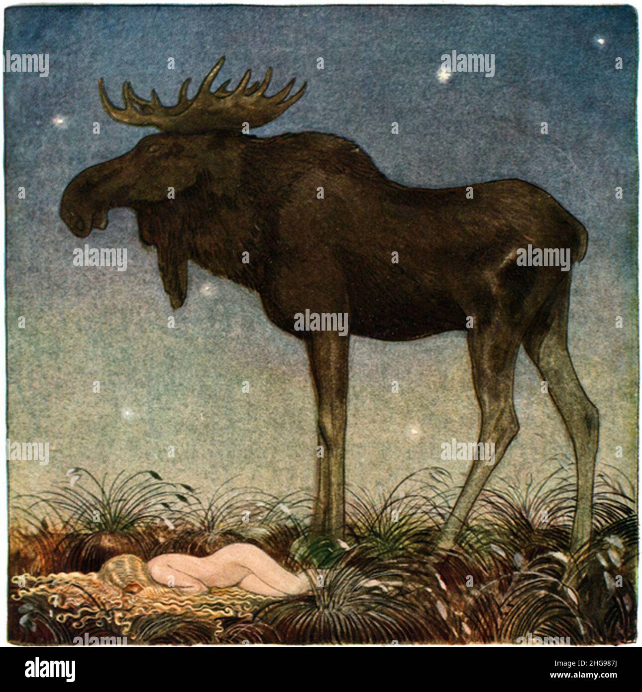 Skutt by Tuvstarr by John Bauer 1913 Stock Photo - Alamy