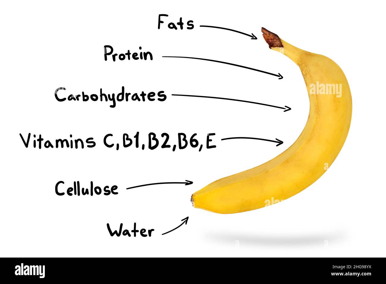 Composition of banana fruit on chemical elements and vitamins Stock ...