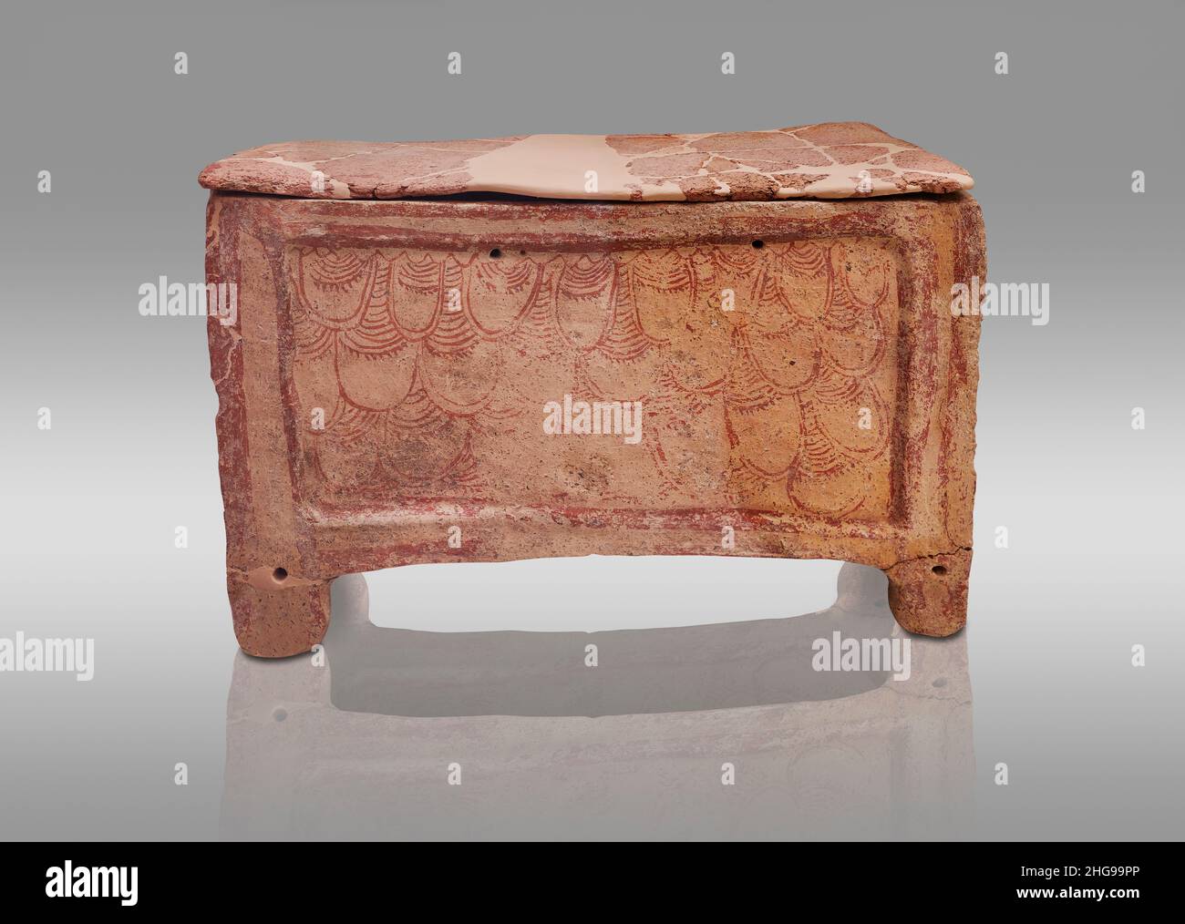 Mycenaean pottery Larnax coffin with cover and painted pattern, 1300 ...
