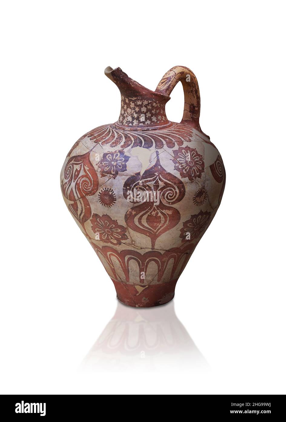 Mycenaean pottery bridge spouted jug with Minoan style design, 1500 ...
