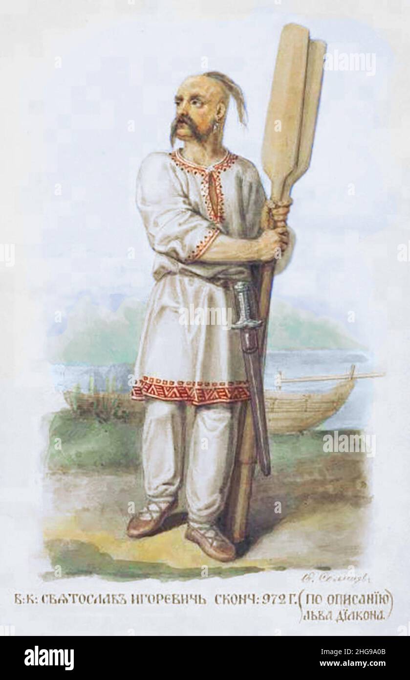 Slav warrior from Solntsev book Stock Photo - Alamy