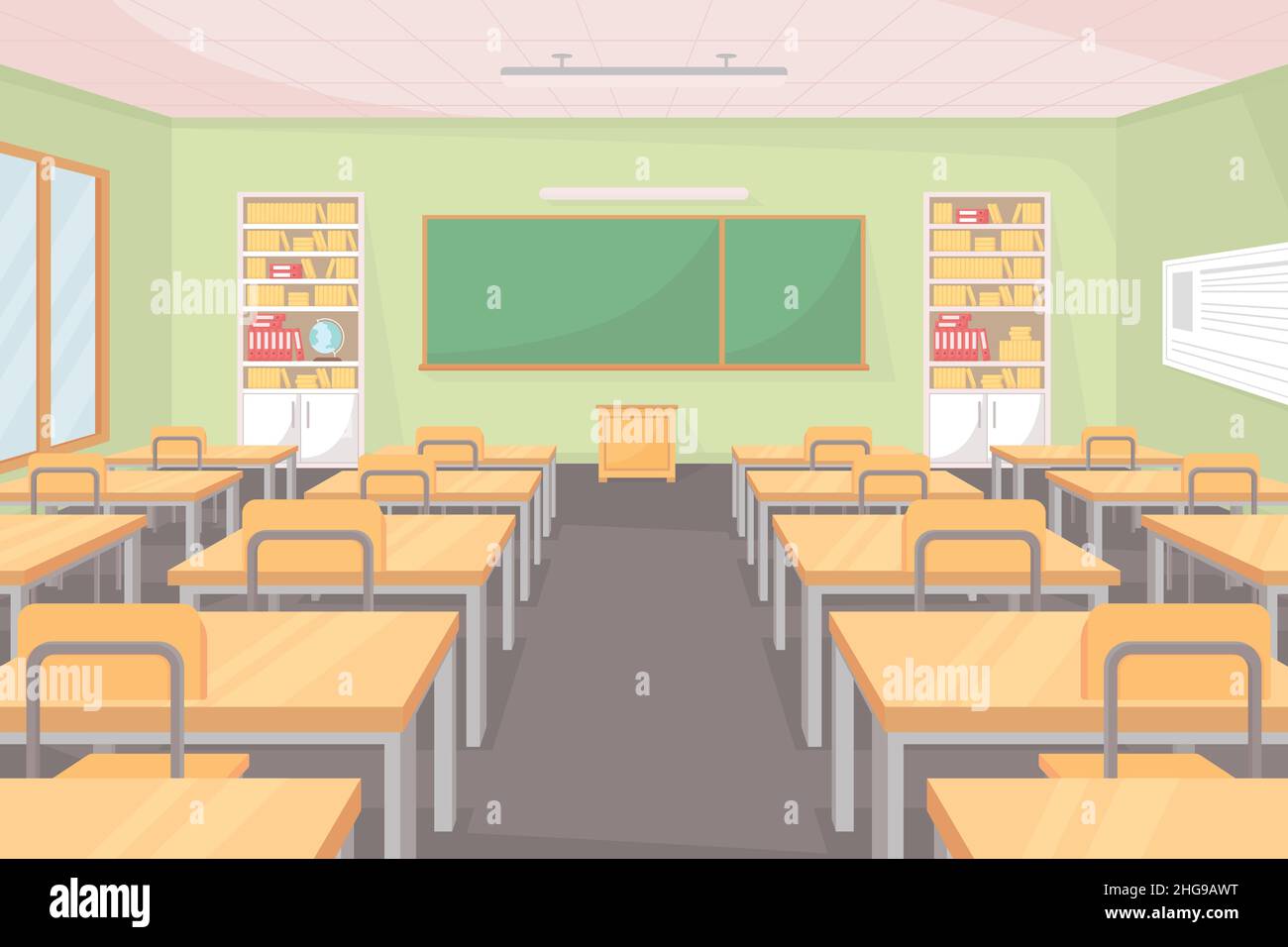 School classroom flat color vector illustration Stock Vector Image ...