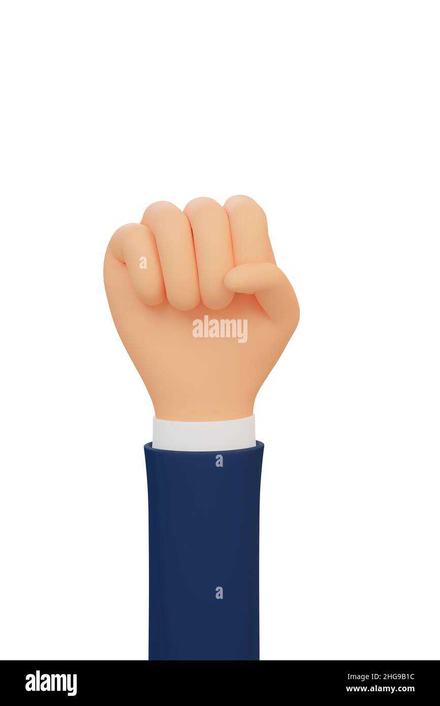 3d cartoon fist. Hand is clenched into fist Stock Photo - Alamy
