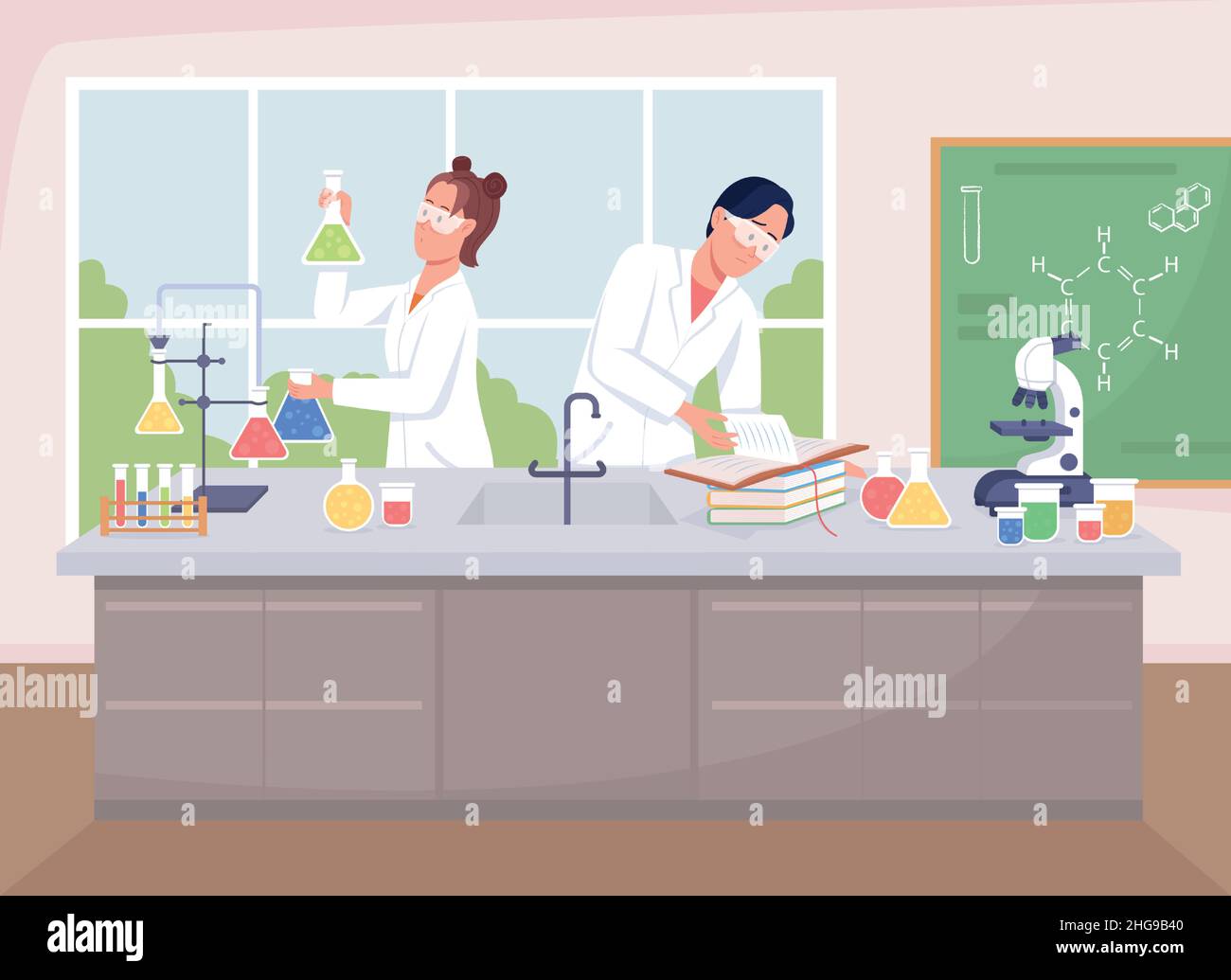 Chemistry class group Stock Vector Images - Alamy