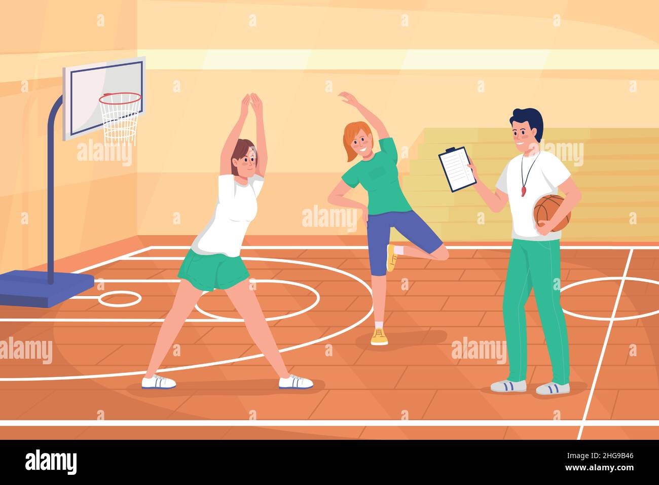 Basketball class flat color vector illustration Stock Vector Image ...