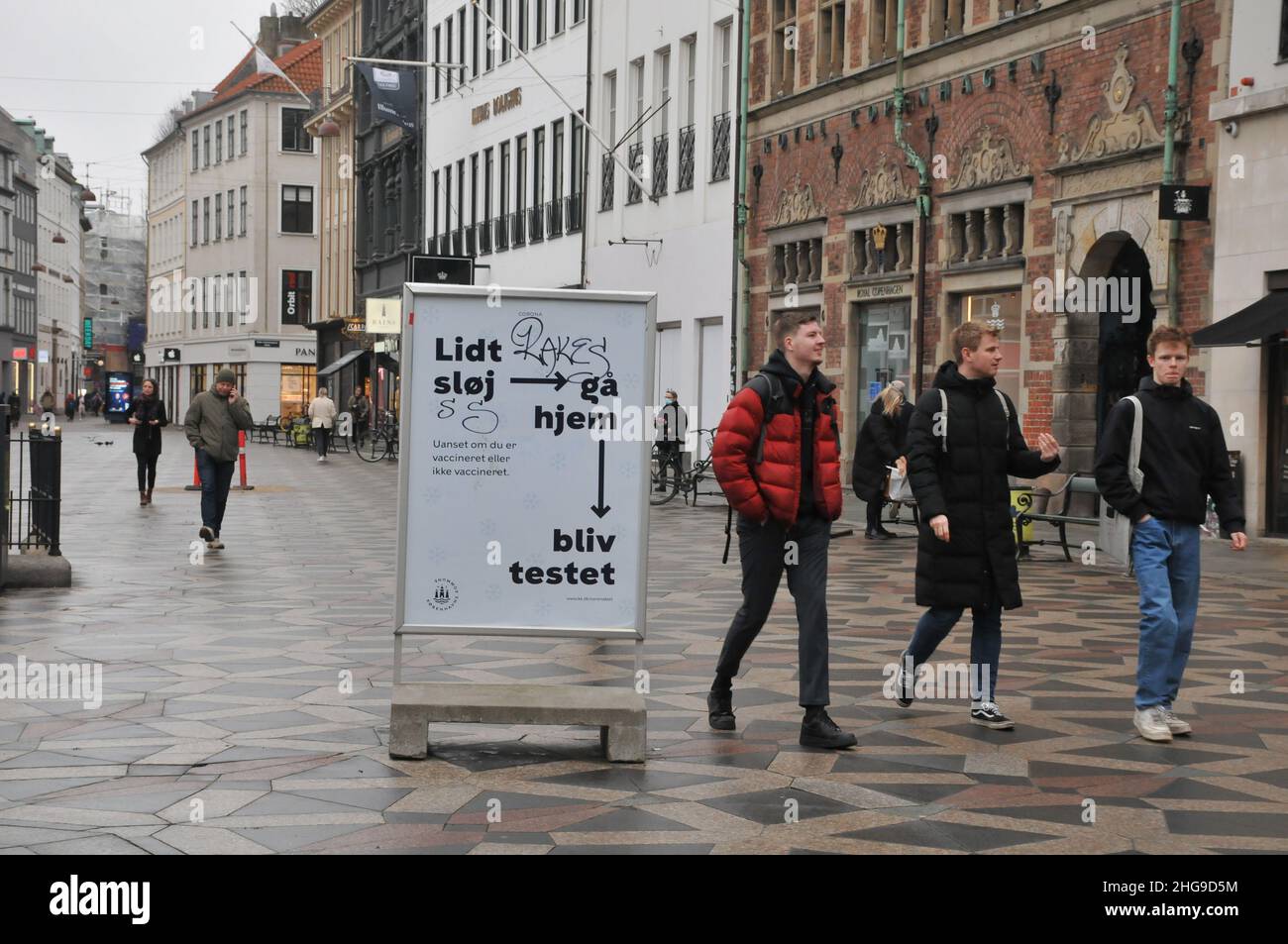 Copenhagen/Denmark./19 Januaryr 2022/ Billboard message for travellers ...