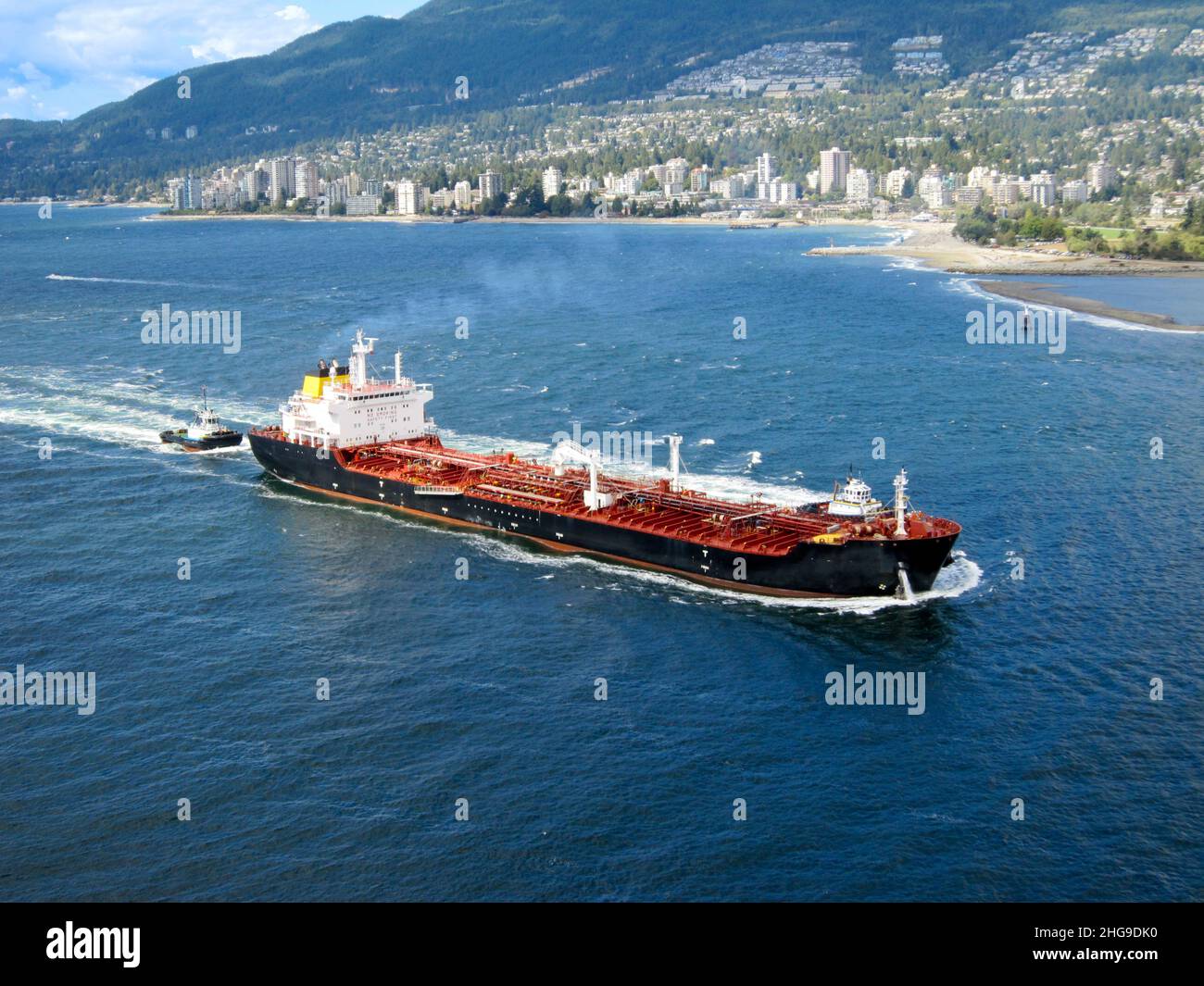 Cargo Ship sailing into port, North Vancouver, Vancouver, British ...