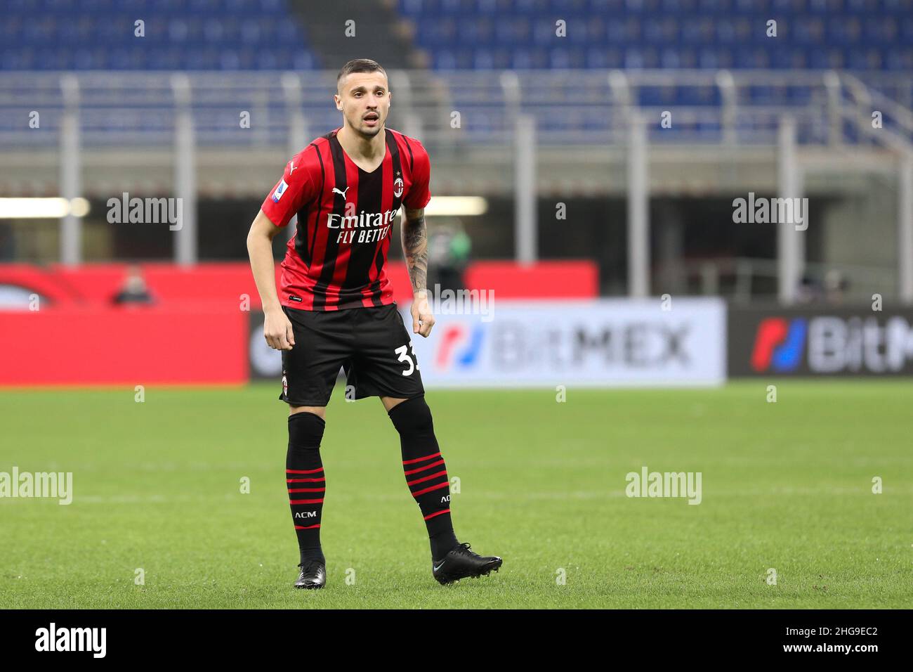 Italy, Milan, jan 17 2022: Rade Krunic (Milan midfielder) waiting for a ...