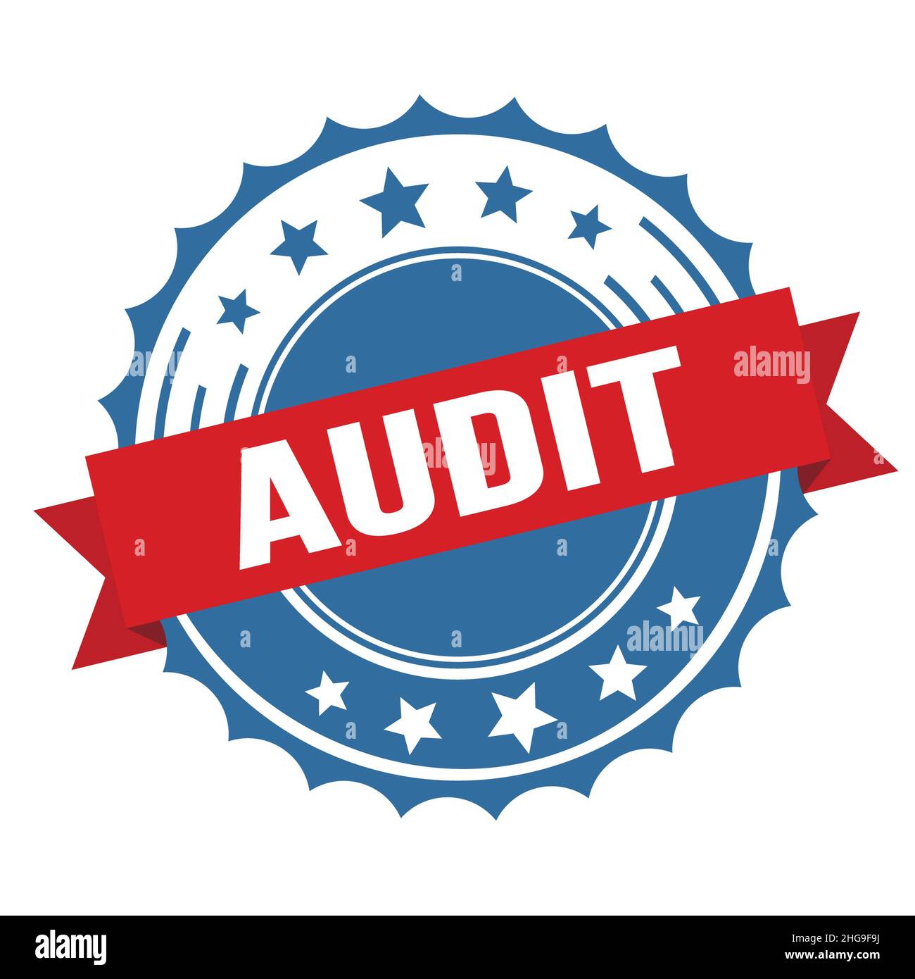 AUDIT text on red blue ribbon badge stamp Stock Photo - Alamy