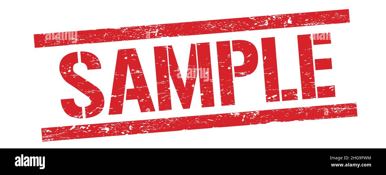 SAMPLE text on red grungy rectangle stamp sign Stock Photo - Alamy