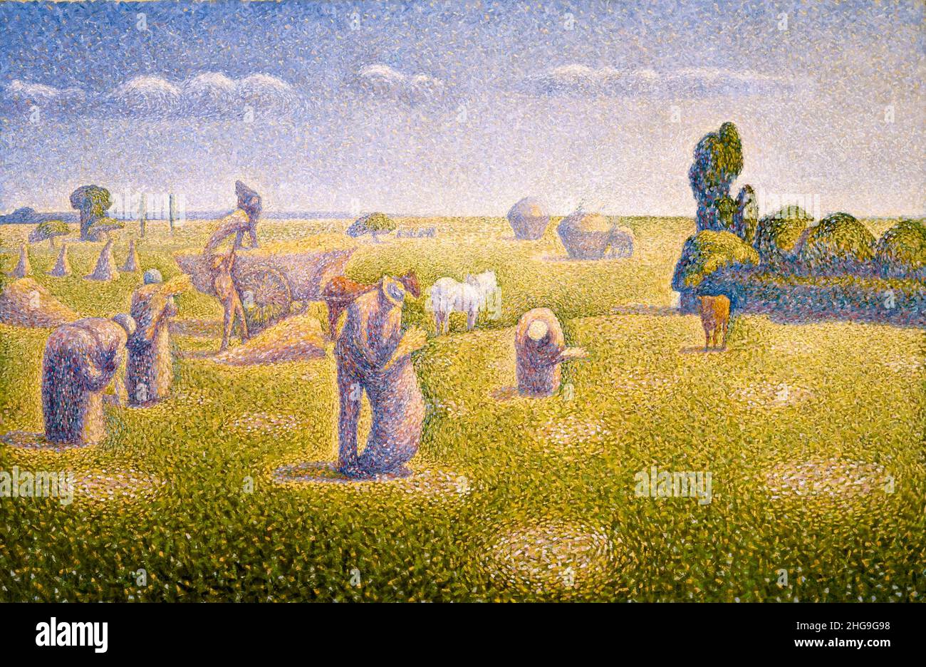 Charles Angrand, pointillism painting, The Harvesters, 1892 Stock Photo ...