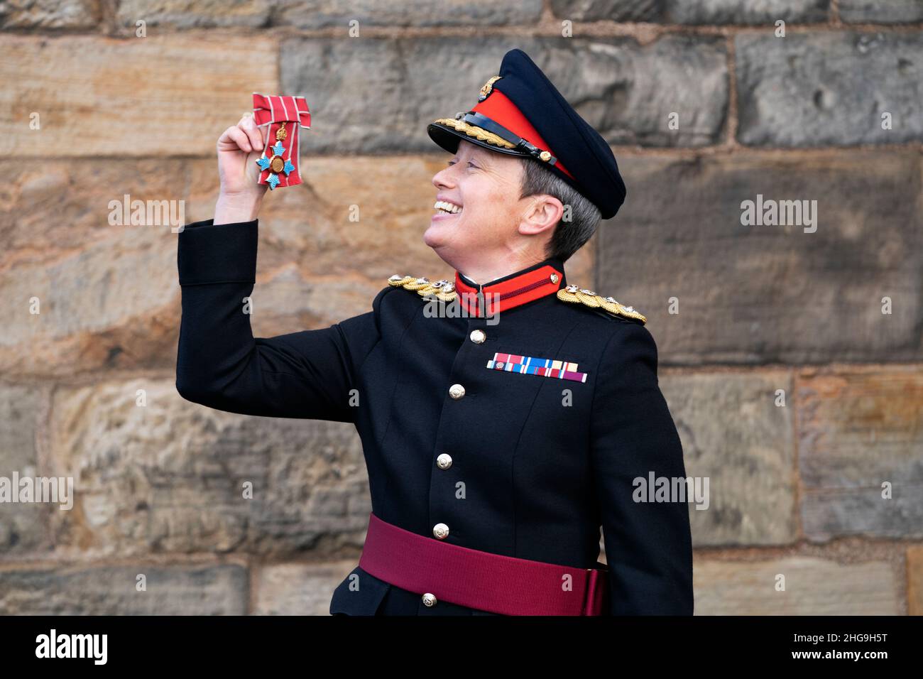 Brigadier Clare Phillips after receiving his CBE during an Investiture ...