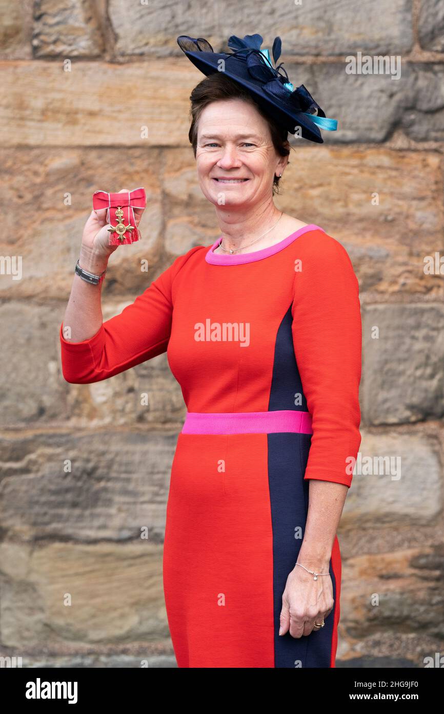 Catriona Matthew after receiving her OBE during an Investiture ceremony ...