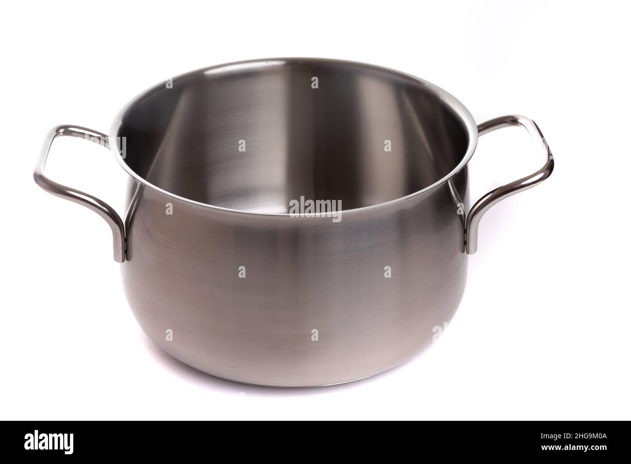stylish kitchen pan made of polished stainless steel with thin handles ...