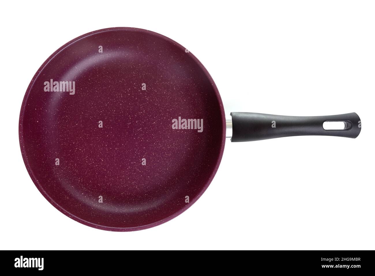 stylish modern frying pan Yes with burgundy non-stick coating and black ...